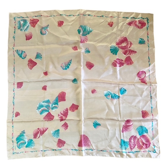 Echo | Accessories | Vintage Echo Sea Shell Theme Silk 3 Square Scarf ...